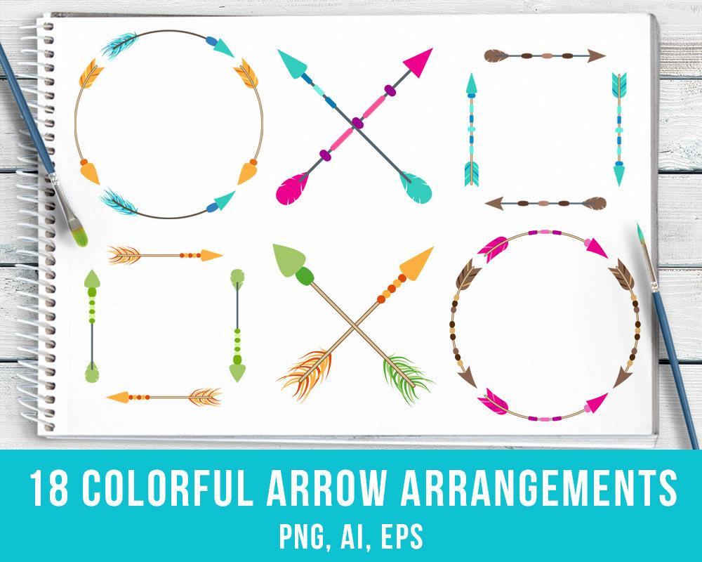 18 Colorful Arrows Clipart- Arrangements | The Digital Download Shop