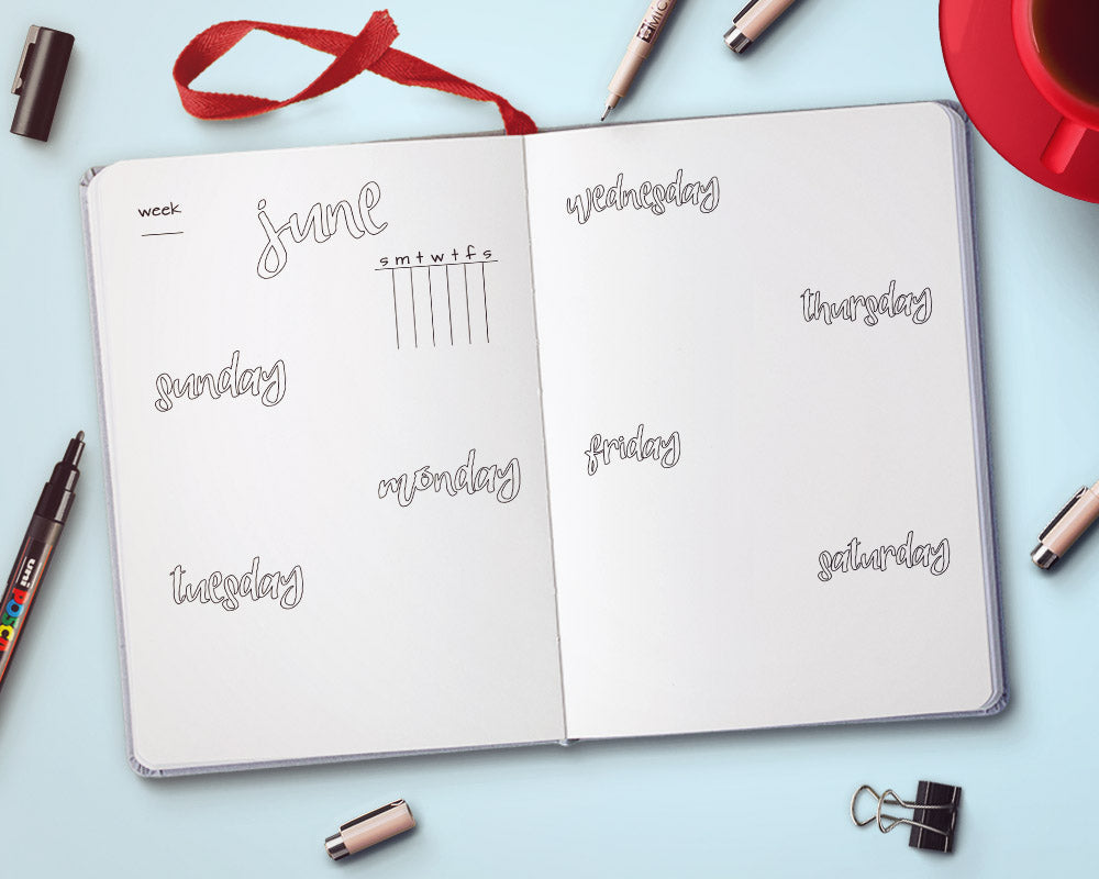 Bullet Journal Printable Weekly Spread- 2 Pages- 12 Months | The ...