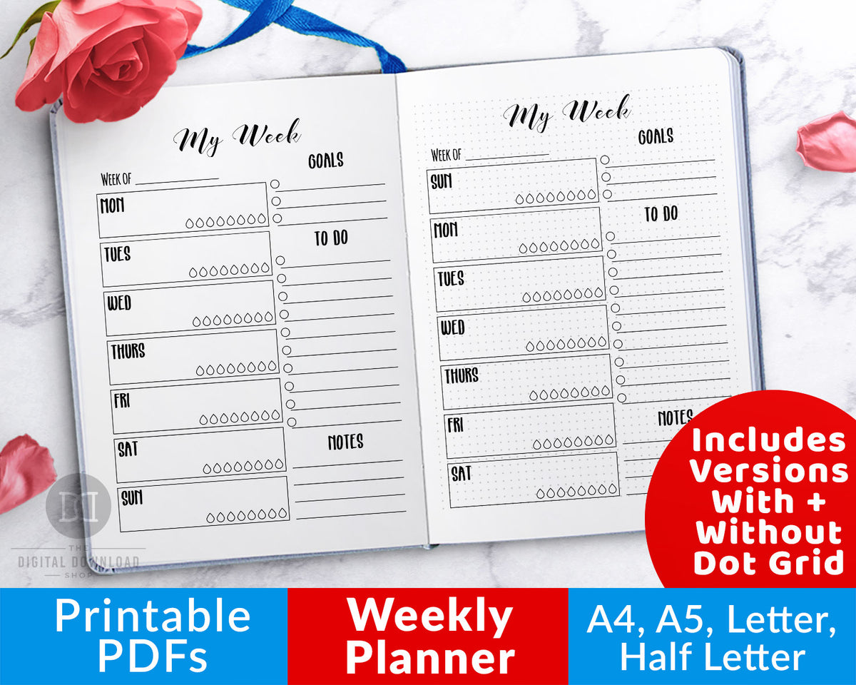 Weekly Planner Bullet Journal Printable | The Digital Download Shop