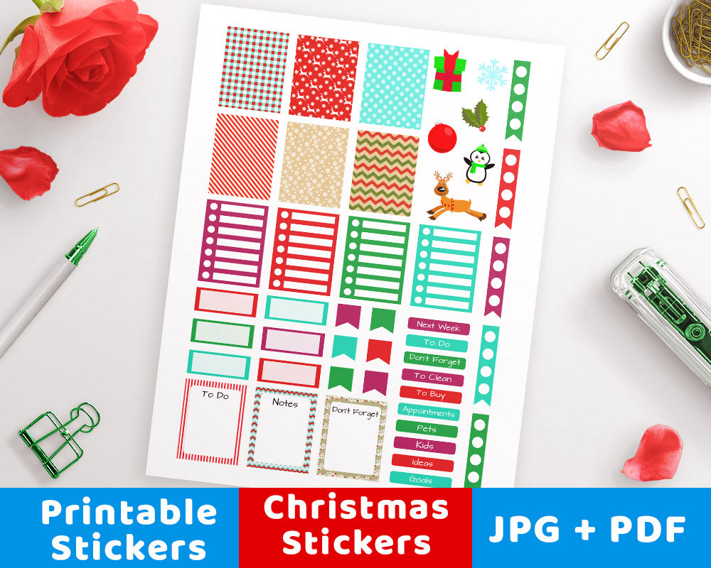 Christmas Printable Planner Stickers | The Digital Download Shop