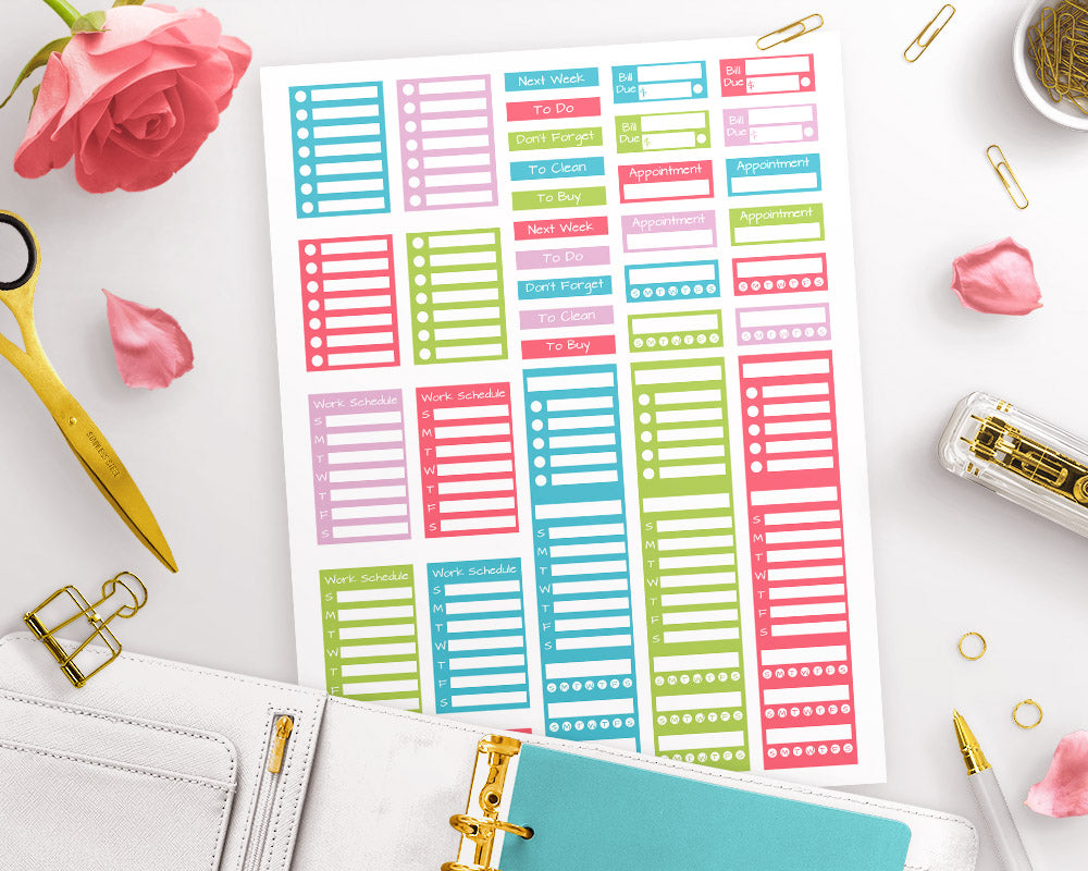 Bright Sidebar Printable Planner Stickers | The Digital Download Shop