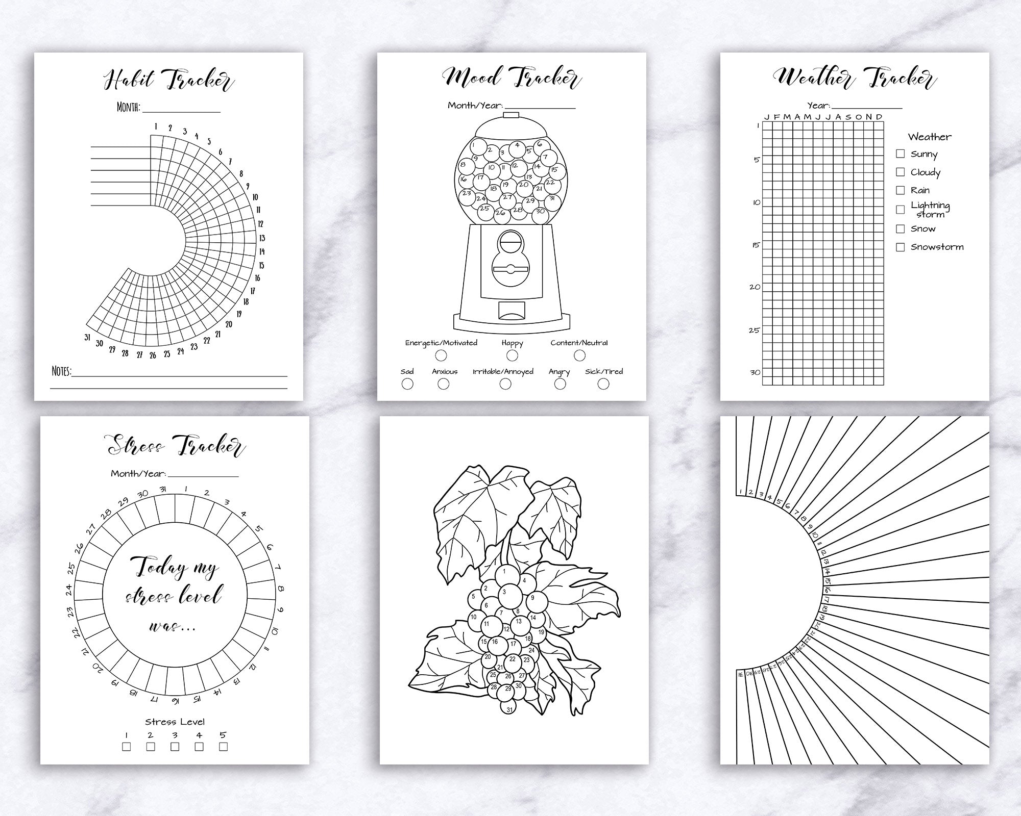 Bullet Journal Tracker Template Printable Bundle | The Digital Download ...