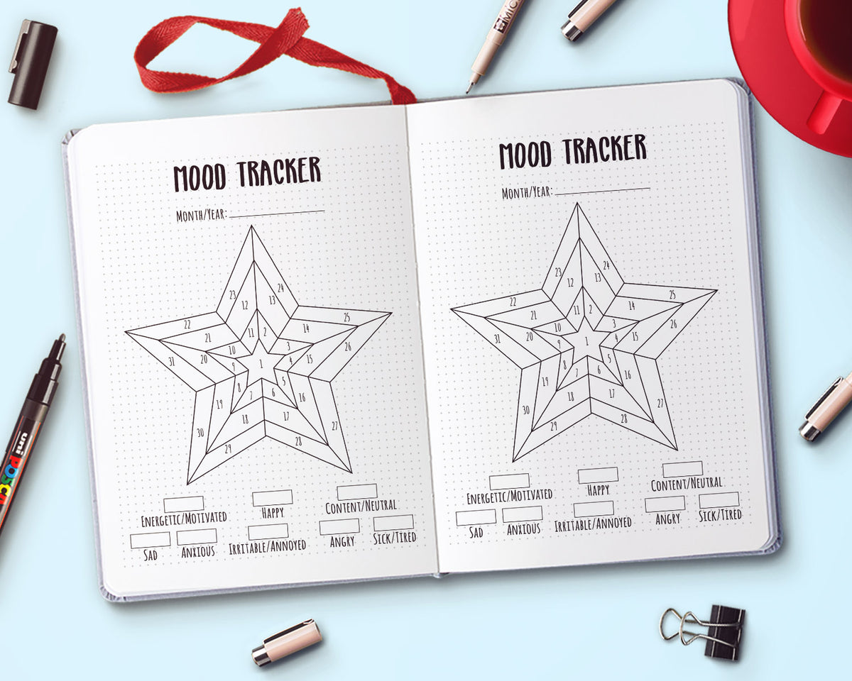 Star Bullet Journal Mood Tracker Printable | The Digital Download Shop