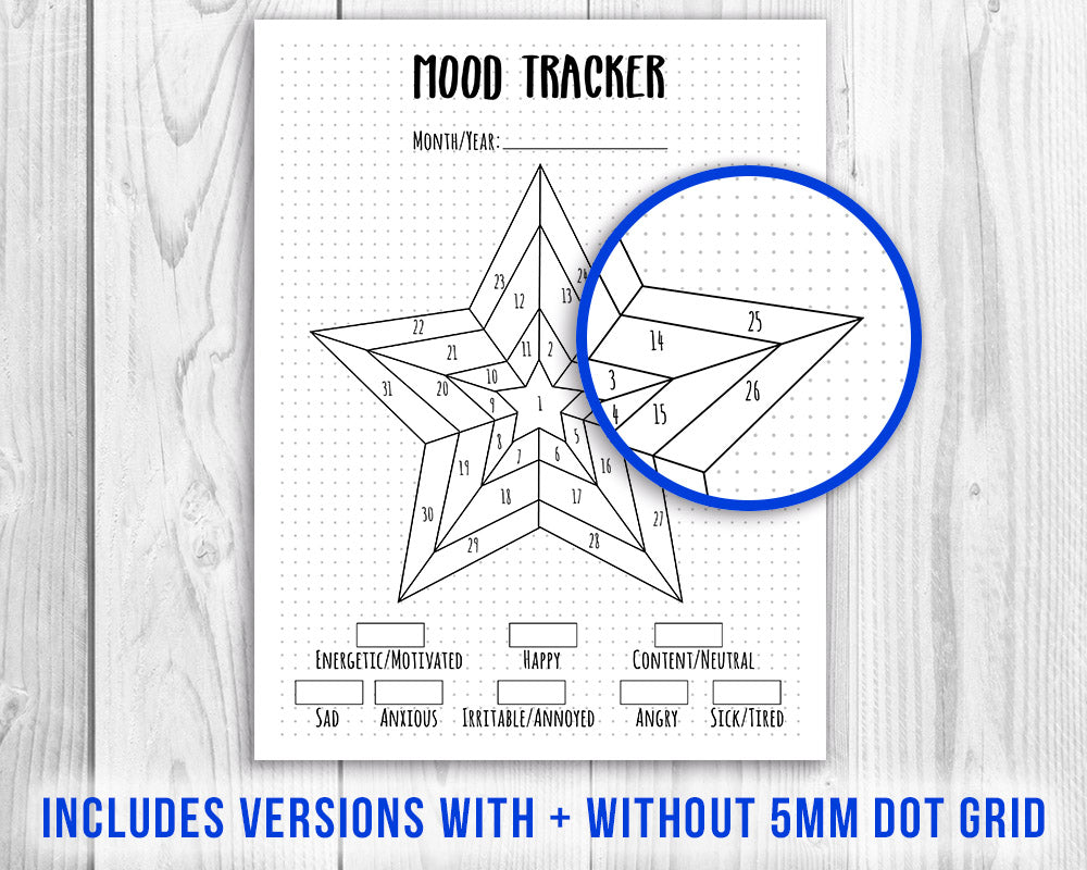 Star Bullet Journal Mood Tracker Printable | The Digital Download Shop