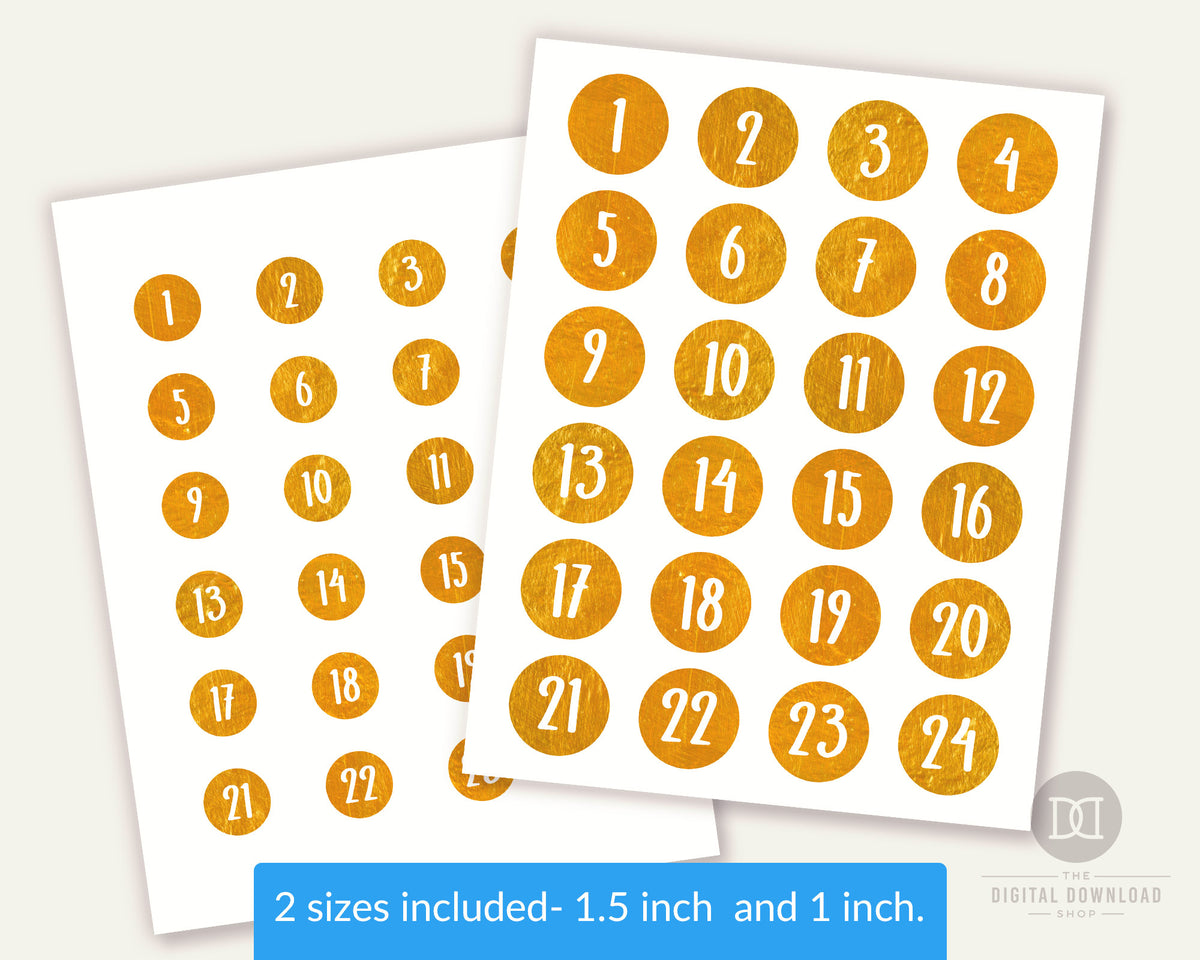 Christmas Advent Calendar Printable Stickers | The Digital Download Shop