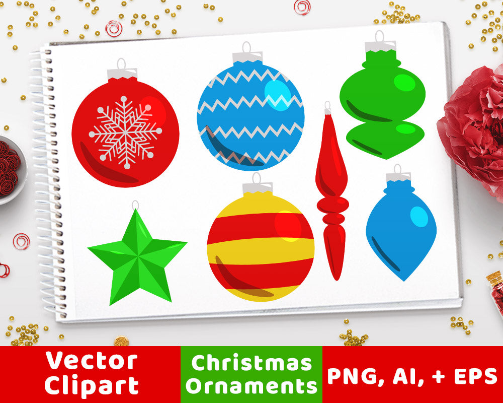 40 Christmas Ornaments Clipart | The Digital Download Shop