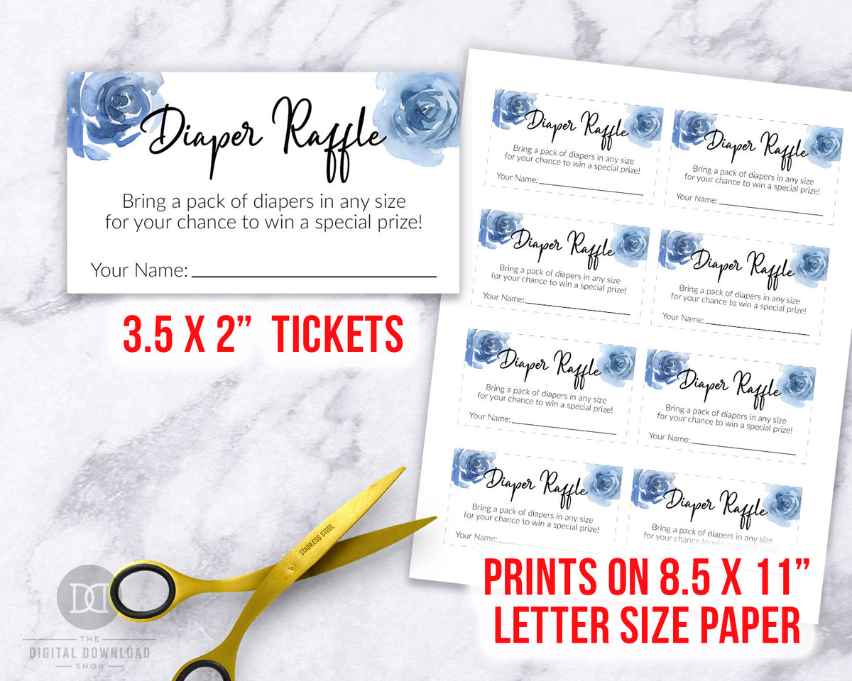 Diaper Raffle Tickets Printable- Blue Boy Baby Shower | The Digital ...