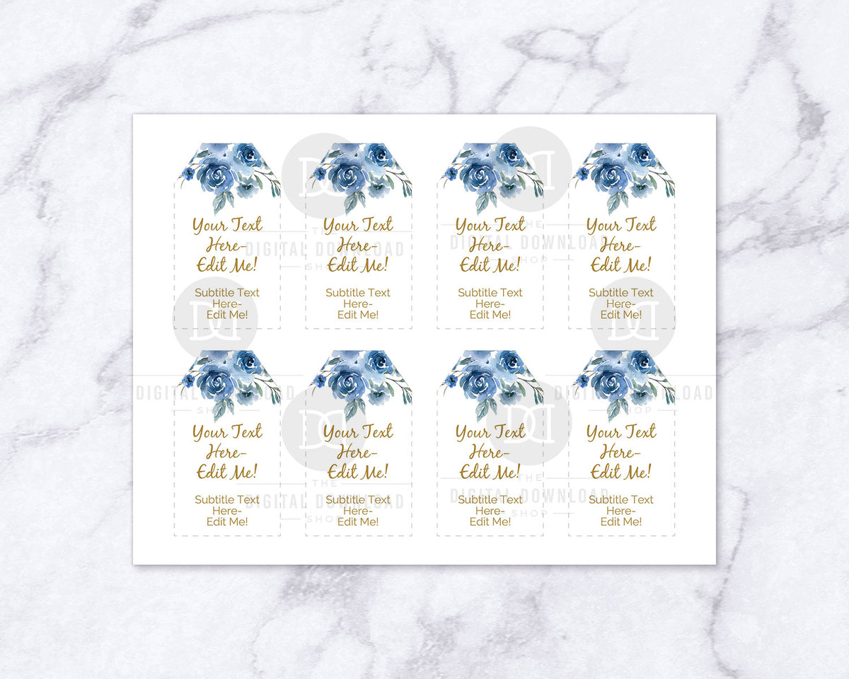 Gift Tags Printable- Blue Florals | The Digital Download Shop