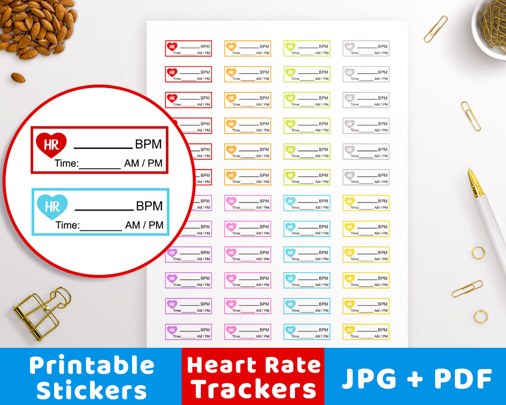 Heart Rate Tracker Printable Planner Stickers | The Digital Download Shop