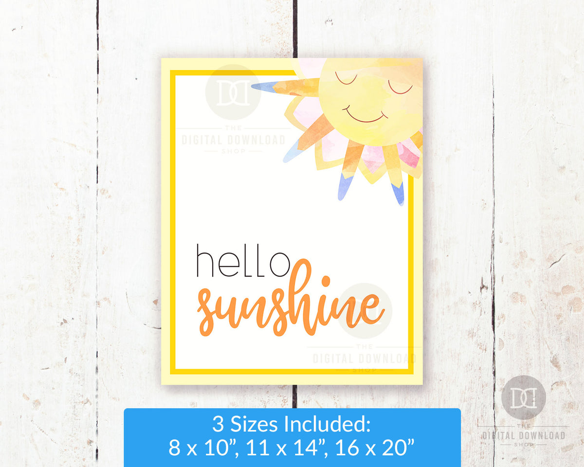Hello Sunshine Printable Wall Art- Sun | The Digital Download Shop