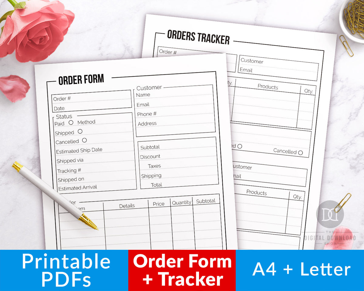 Order Form Template Printable + Order Tracker Printable | The Digital ...