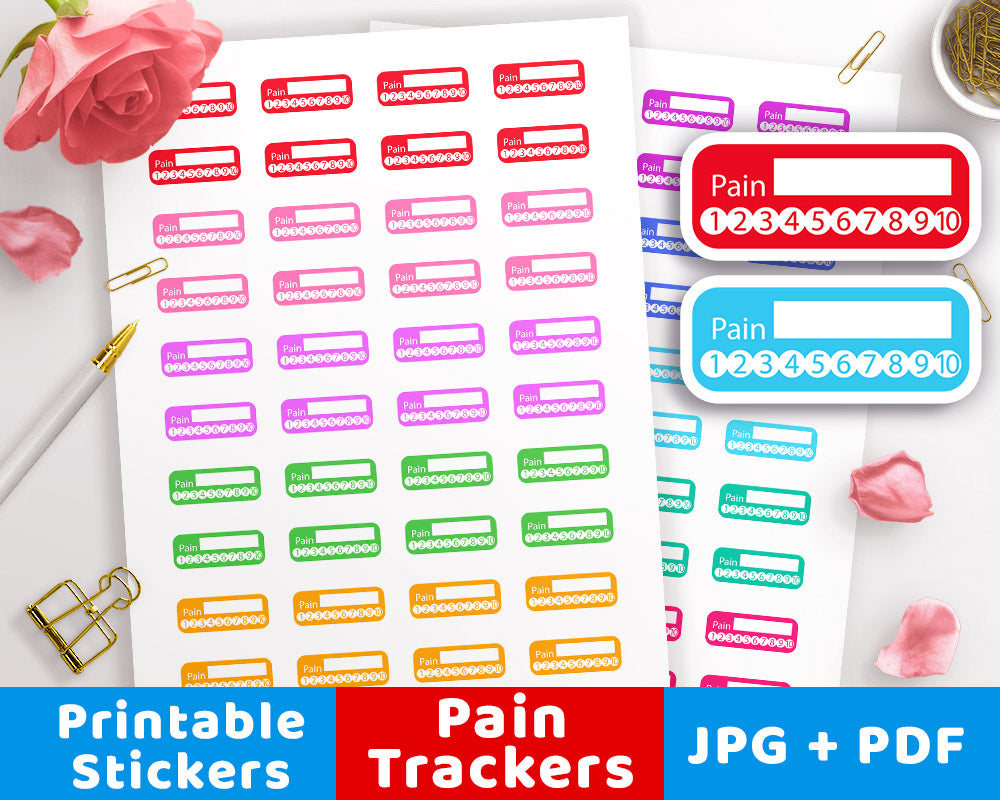 Pain Tracker Printable Planner Stickers | The Digital Download Shop