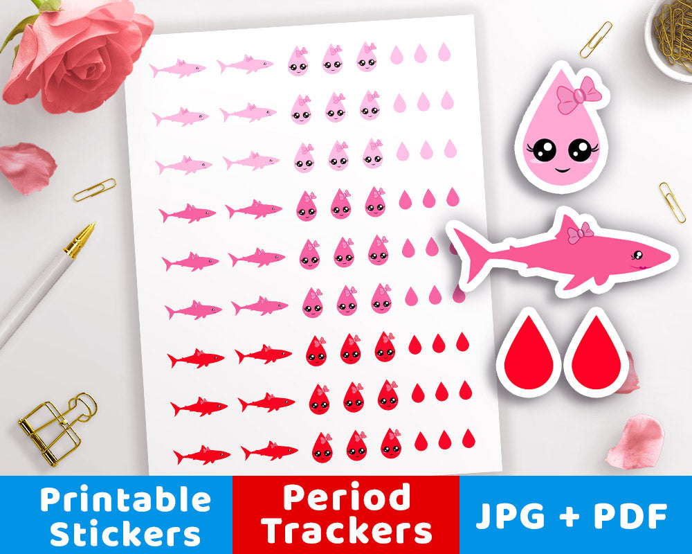 Cute Period Tracker Printable Planner Stickers | The Digital Download Shop