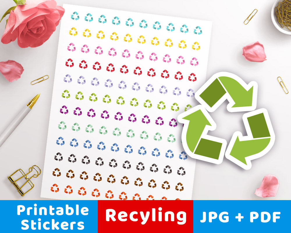 Recycling Symbol Printable Planner Stickers | The Digital Download Shop