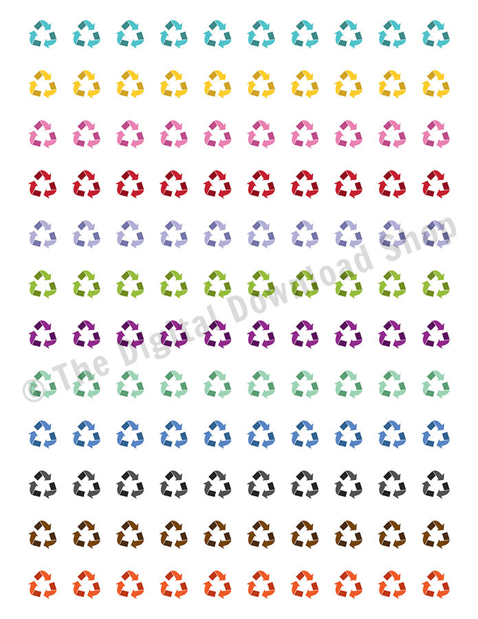 Recycling Symbol Printable Planner Stickers | The Digital Download Shop