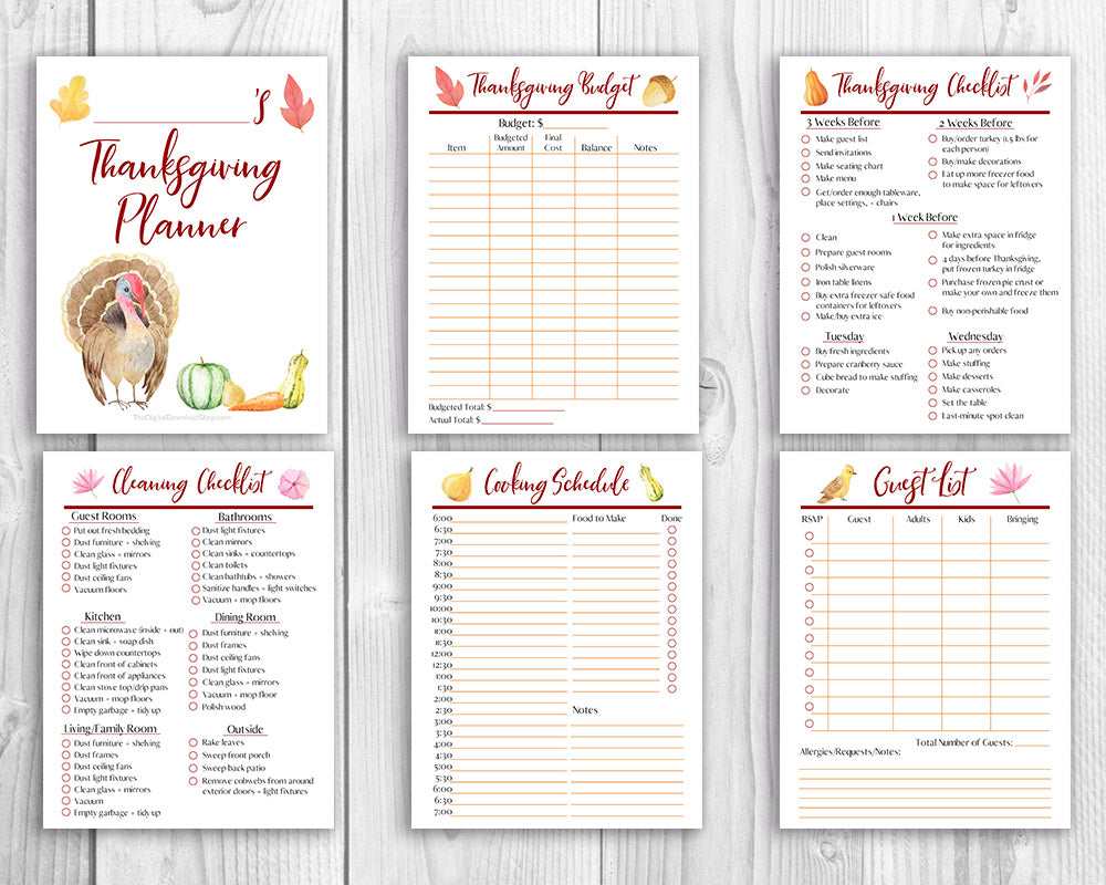 Thanksgiving Planner Printable | The Digital Download Shop