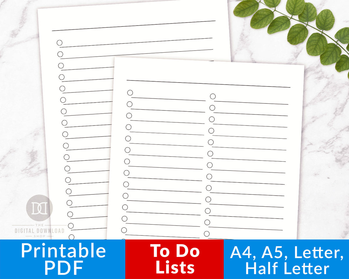 To Do List Printables- Large Layout | The Digital Download Shop
