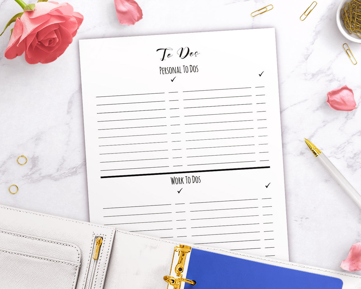 To Do List Printable- Personal + Work | The Digital Download Shop