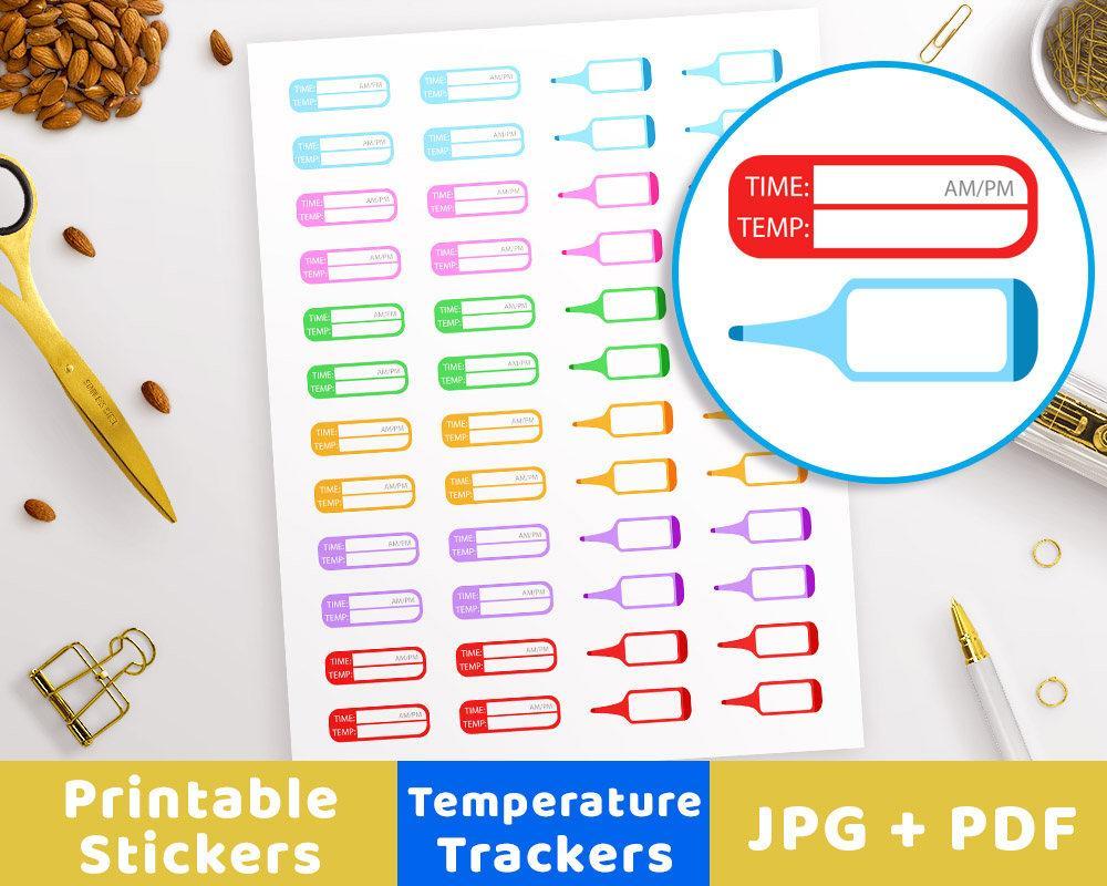 Temperature Tracker Printable Planner Stickers | The Digital Download Shop