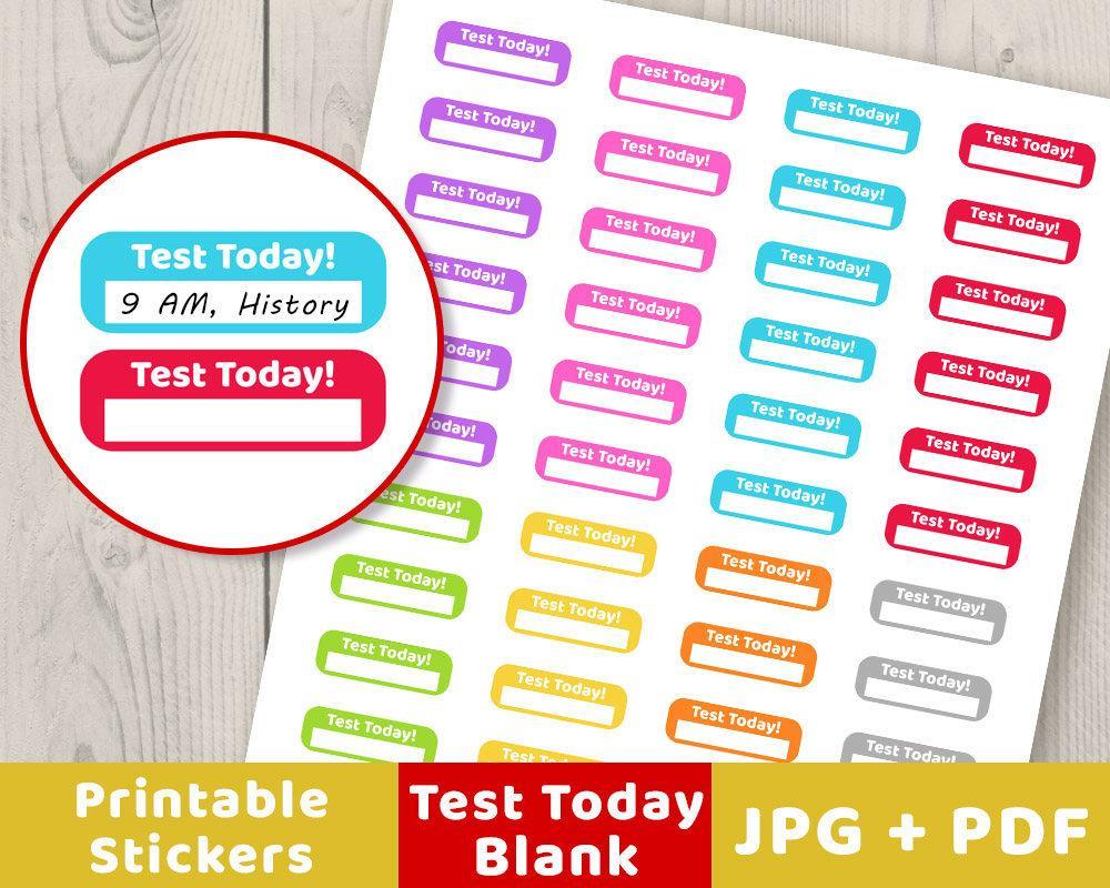 Blank Test Today Printable Planner Stickers | The Digital Download Shop