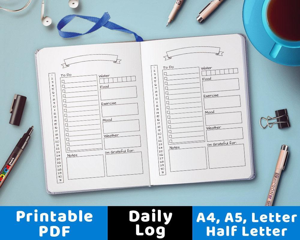 Bullet Journal Daily Template Printable | The Digital Download Shop