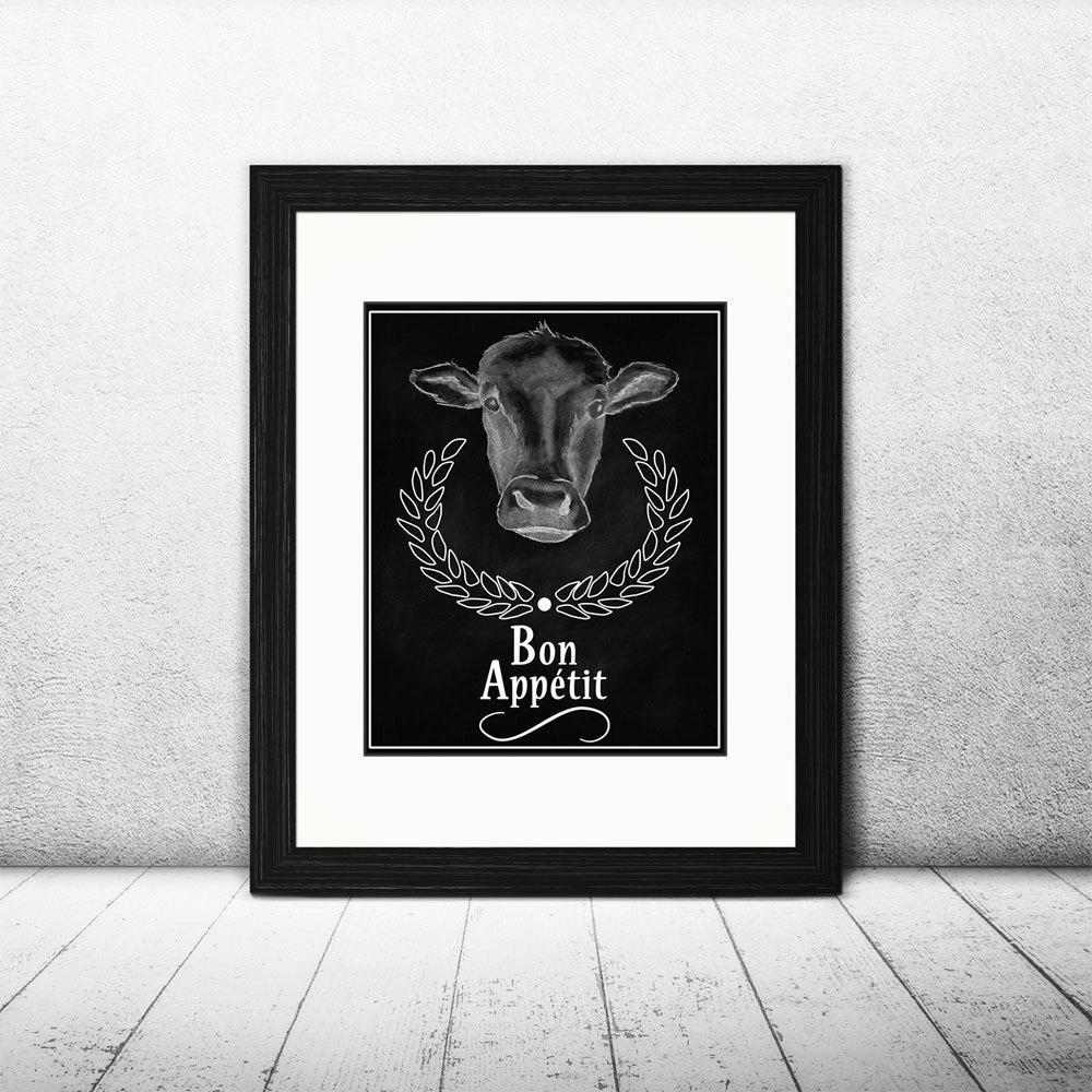 Cow Bon Appetit Sign Printable Wall Art | The Digital Download Shop