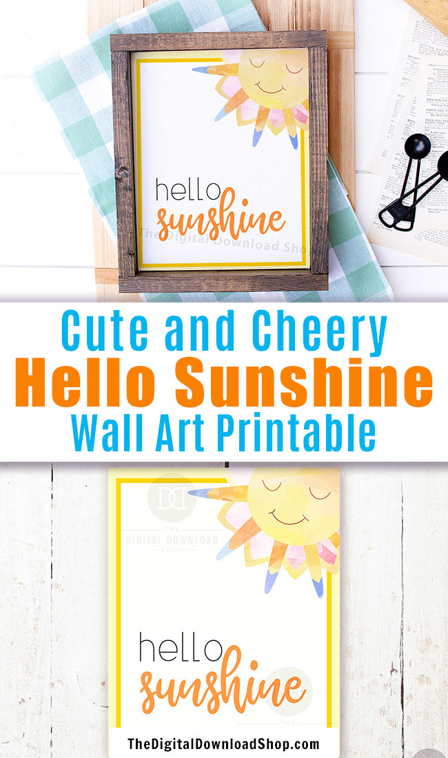 Hello Sunshine Printable Wall Art- Sun | The Digital Download Shop