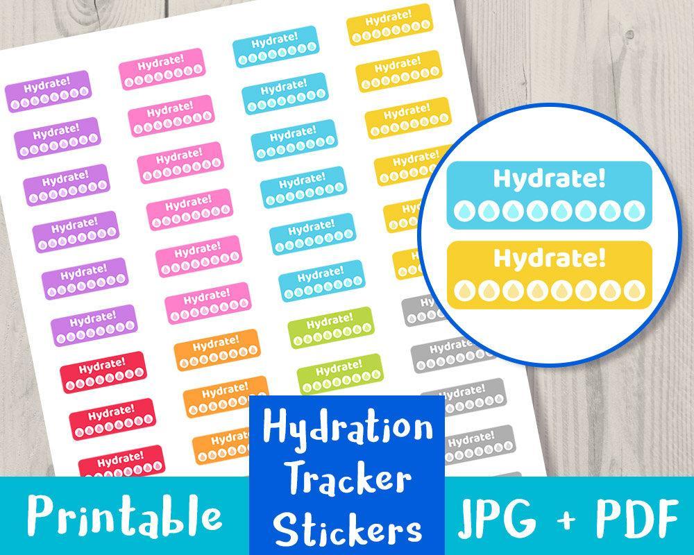 Hydration Tracker Printable Planner Stickers | The Digital Download Shop