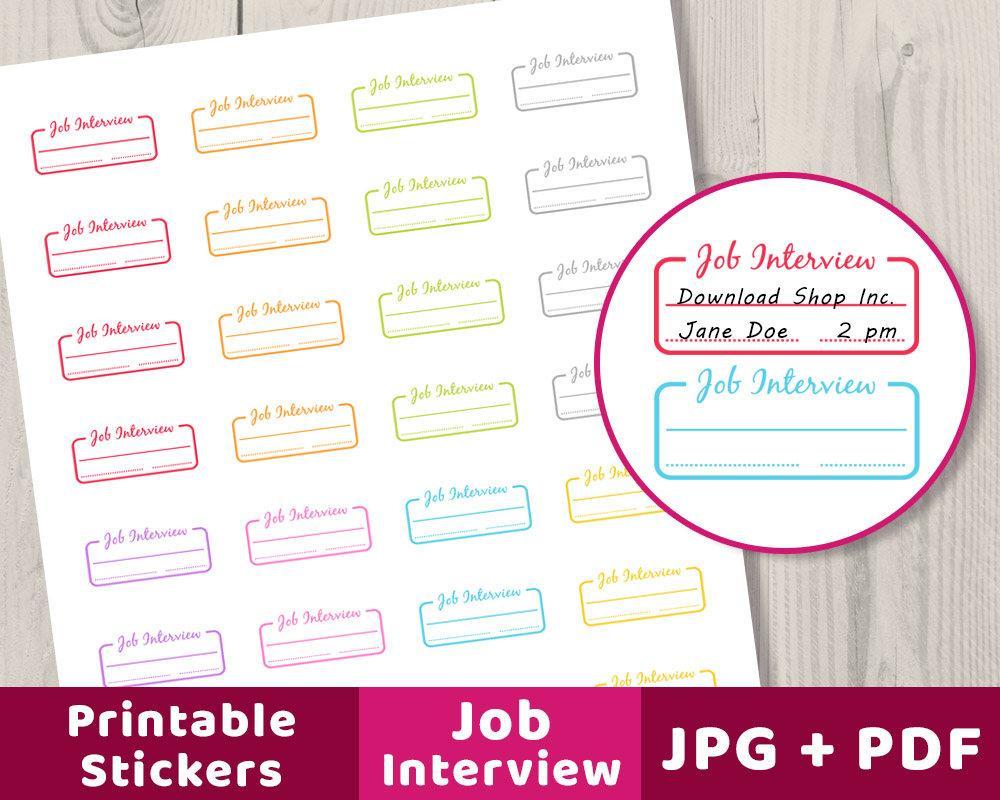 Job Interview Printable Planner Stickers | The Digital Download Shop