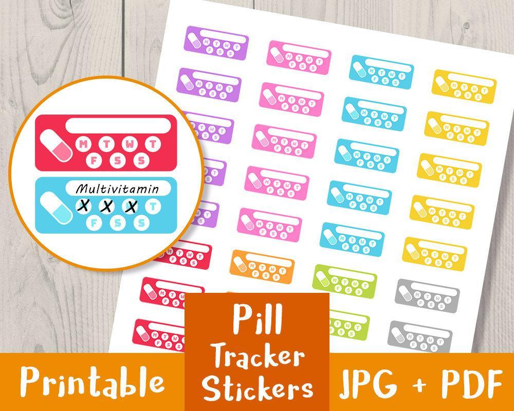 Pill Tracker Printable Planner Stickers | The Digital Download Shop