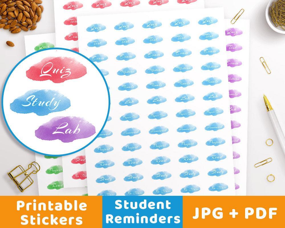 Student Printable Planner Stickers | The Digital Download Shop