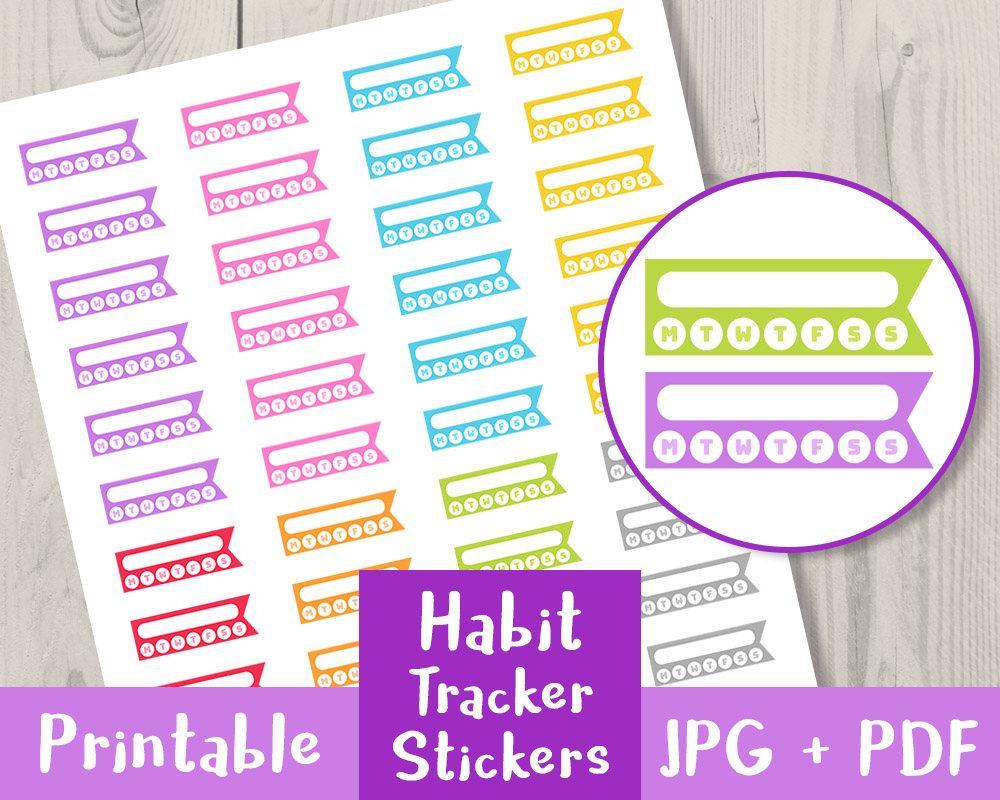 Weekly Habit Tracker Printable Planner Stickers | The Digital Download Shop