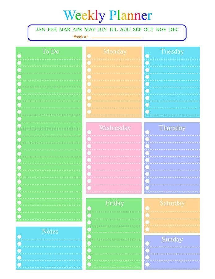 Weekly Planner Printable | The Digital Download Shop