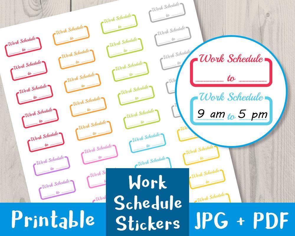 Work Schedule Printable Planner Stickers | The Digital Download Shop